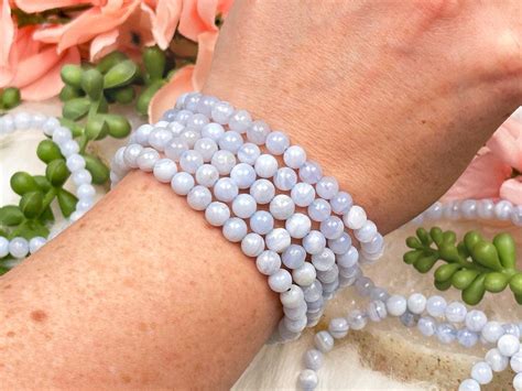 Blue Lace Agate Bracelets 6mm Bead Size Contempo Crystals
