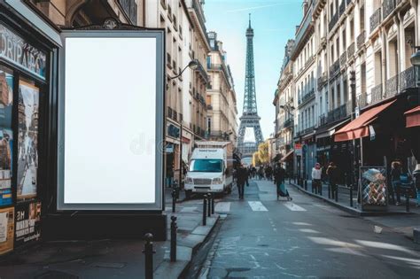 Empty Vertical Space Advertisement Billboard For Olympic Games In Paris On Summer Mockup