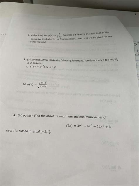 solved x f2 10 ﻿points ﻿let g x 1x 2 ﻿evaluate g 3