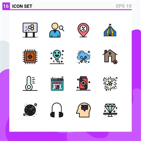 16 Thematic Vector Flat Color Filled Lines And Editable Symbols Of Rug Circus Ecommerce Tent