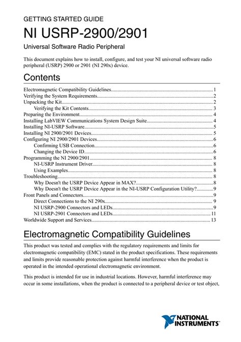 Ni Usrp 29002901 Getting Started Guide