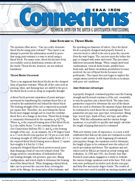 Joint Restraint Vs Thrust Block Ebaa Pdf Download Free Pdf Pipe Fluid Conveyance