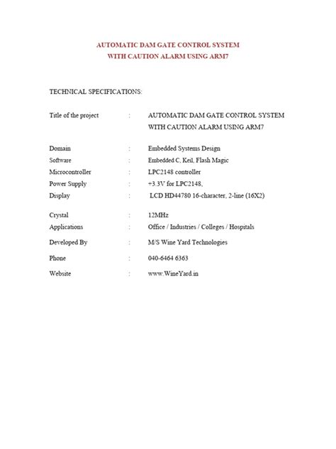 Automatic Dam Gate Control System With Caution Alarm Using Arm7 Pdf
