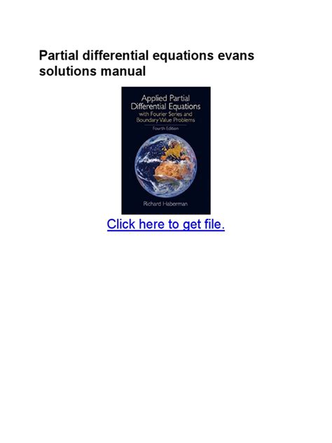 Partial Differential Equations Evans Solutions Manual Pdf Partial Differential Equation