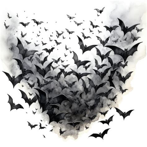 Premium Photo Watercolorstyle Swarm Of Bats Flurry Of Detailed Black