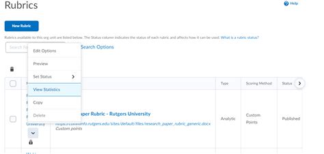 View Rubric Statistics In Mycourses