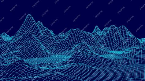 Premium Vector Wireframe Landscape Background Wireframe Terrain Polygon Landscape Design 3d