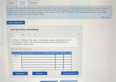 Solved For Each Transaction 1 Analyze The Transaction