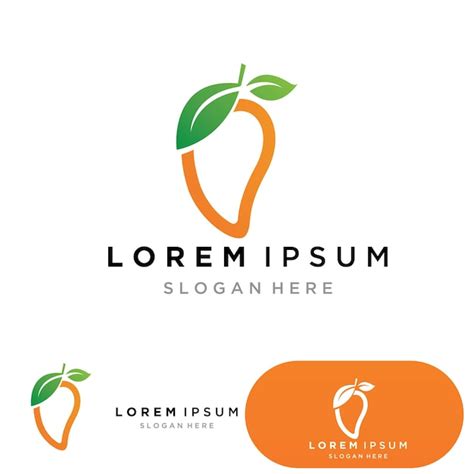 망고 과일 로고 벡터 그림 디자인 서식 파일 망고 플랫 스타일 망고 아이콘 망고와 현대적인 스타일의 건강한 과일 디자인 벡터 그림 프리미엄 벡터