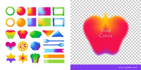 생생한 색상 프레임 아이콘 부드러운 빛 그라데이션 수채화처럼 흐림 정력적인 색상 비타민 색상 밝은 음식 사과에 대한 스톡 벡터