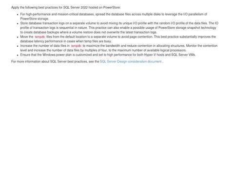 Sql Server Best Practices Dell Powerstore Microsoft Sql Server 2022 On Microsoft Hyper V