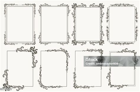 Kalligraphische Rahmenset Rahmen Ecken Verziert Rahmen Vektor Stock Vektor Art Und Mehr Bilder