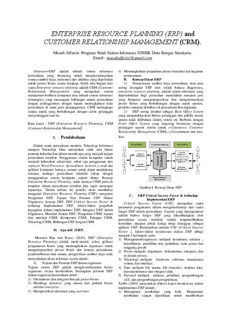 Pdf Erp Enterprise Resource Planning And Crm Customer Relationship Management