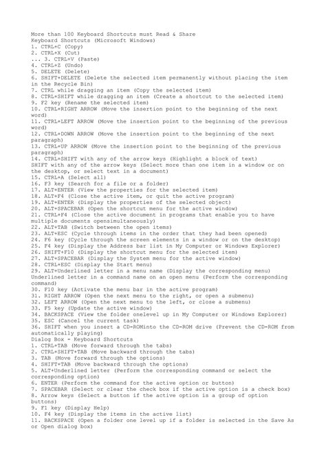 Computer Short Cut Key Txt