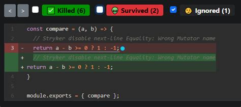 Stryker Equality Ignore Once Not Working · Issue 3812 · Stryker Mutatorstryker Js · Github