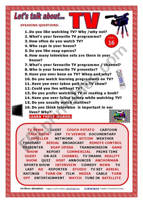 Let´s Talk About Television Speaking Series 16 New Version Esl