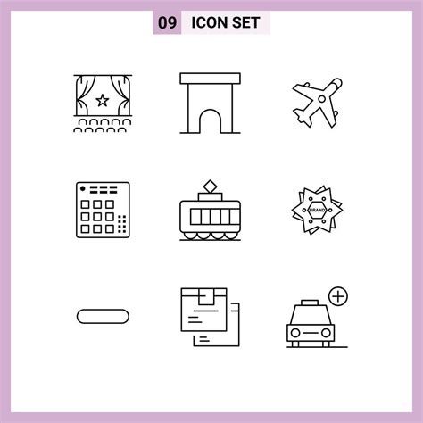 Set Of 9 Modern Ui Icons Symbols Signs For Live Controller Shop Audio Plane Editable Vector