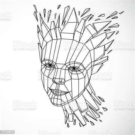 낮은 폴 리 스타일 3 차원 벡터 인간의 머리 두뇌를 상징 하는 지능과 상상력 폭발에서 만든 생각 여자의 얼굴 3차원 형태에 대한 스톡 벡터 아트 및 기타 이미지 Istock