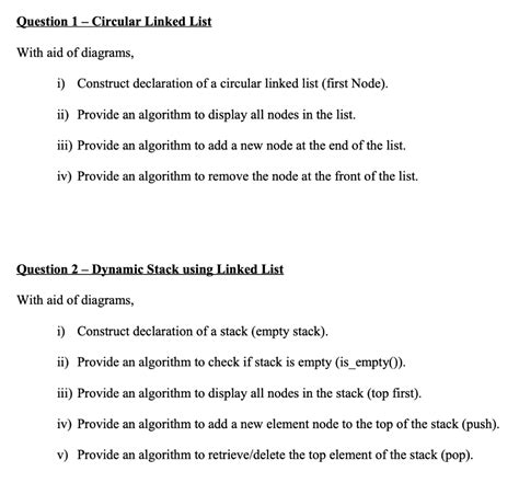 Solved Question Circular Linked List With Aid Of Chegg