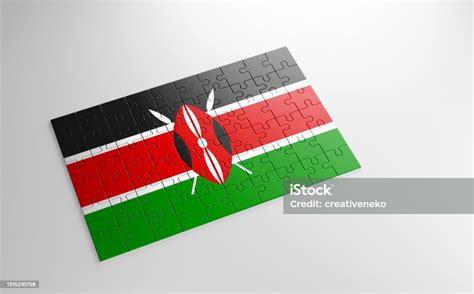 케냐의 국기의 인쇄와 직소 퍼즐 흰색 배경에 고립 된 퍼즐의 조각 성취와 완벽한 개념 국가 무결성의 상징 3d 일러스트레이션 개념에 대한 스톡 사진 및 기타 이미지 Istock