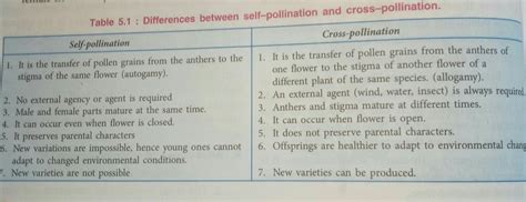 Difference Between Self Pollination And Cross Pollination Brainly