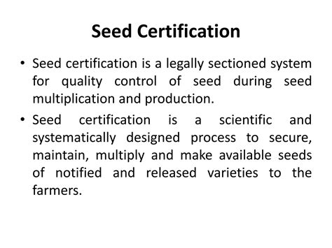 Seed Certification Procedure PPT