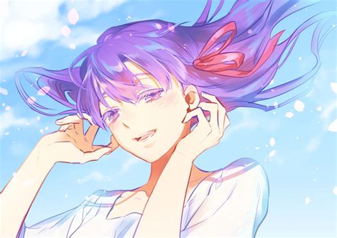 Safebooru 1girl Blue Sky Clouds Colored Eyelashes Commentary Request