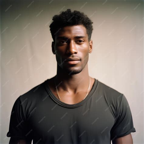 Portrait Of Handsome Black Male That Has Deep Brown Skin Premium Ai