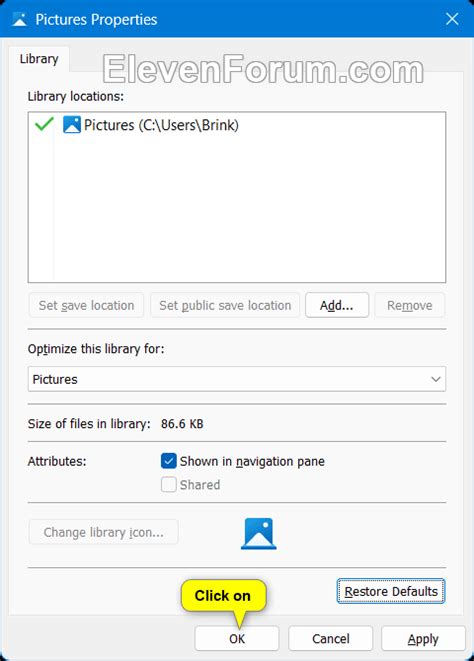 Reset And Restore Default Folders For File Explorer Gallery In Windows