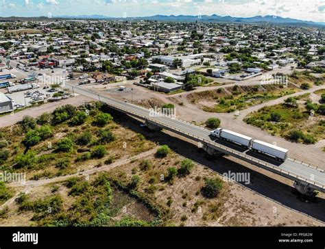 Aerial View Of Bridge In Peripheral Area Of Santa Ana Sonora Mexico