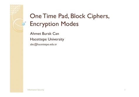 Pdf One Time Pad Block Ciphers Encryption Modes · 2020 10 21