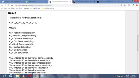 How To Calculate And Solve For Total Compressibility Of A Reservoir Fluid Flow The Calculator