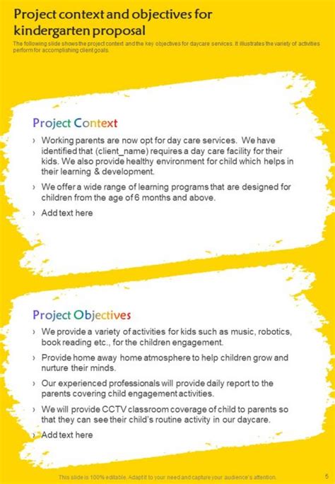 Kindergarten Proposal Report Sample Example Document Ppt Presentation