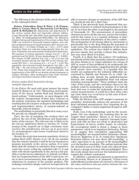 Pdf Airway Surface Fluid Desiccation During Isocapnic Hyperpnea