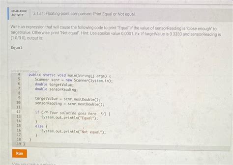 solved challenge activity 3131 floating point comparison