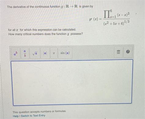 Solved The Derivative Of The Continious Function G R R