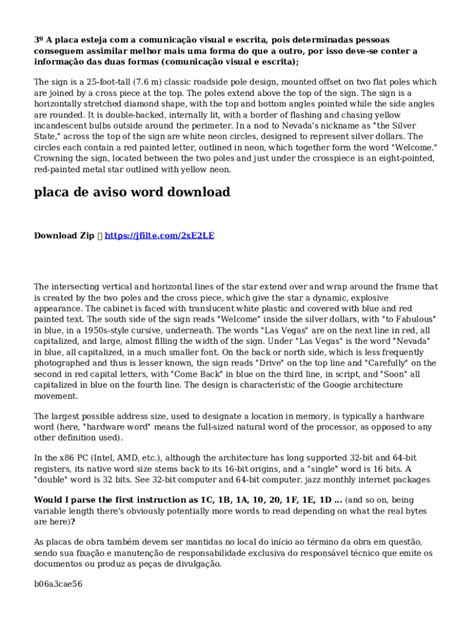 Fillable Online Placa De Aviso Word Download Fax Email Print Pdffiller