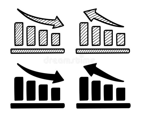 Hand Drawn Bar Chart With Up And Down Arrows Vector Illustration Stock Illustration
