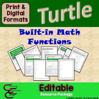 Python Turtle Built In Math Functions Resource Package EDITABLE