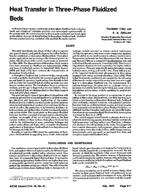 Pdf Heat Transfer In Three Phase Fluidized Beds