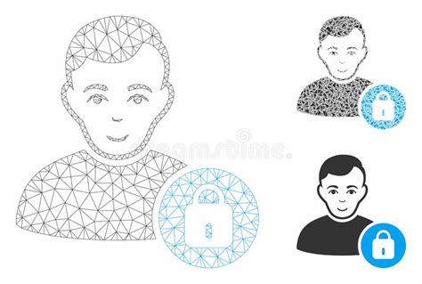 User Lock Vector Mesh Wire Frame Model And Triangle Mosaic Icon Stock Vector Illustration Of