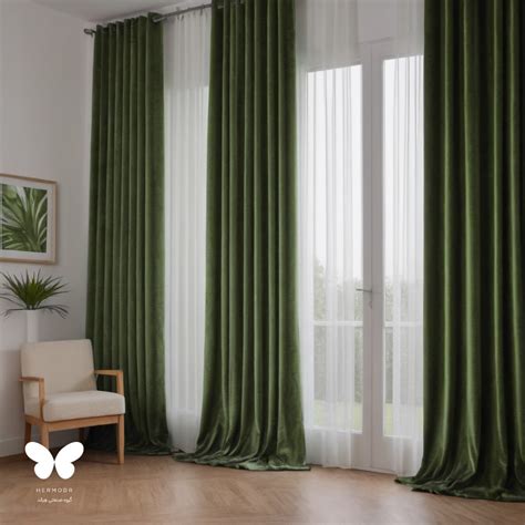 پرده آماده مخمل رنگ سبز