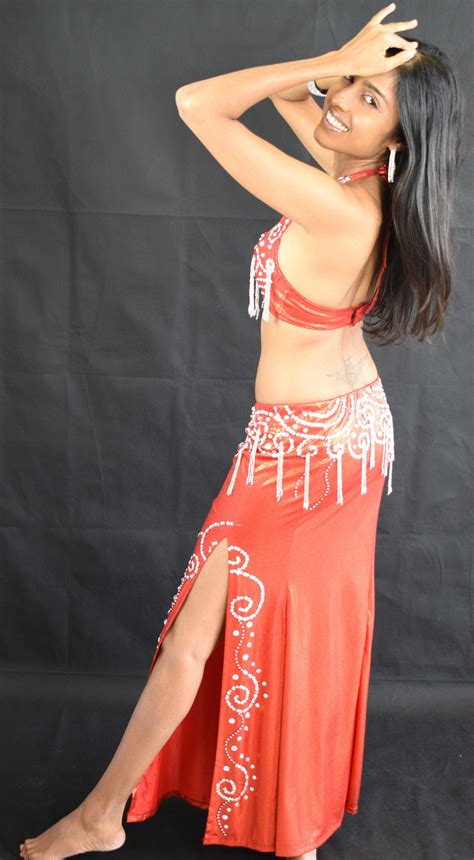 Red Cabaret Belly Dance Costume With Sequins And Beaded Fringe Etsy