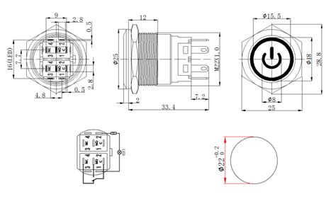 Filn 22mm 12 Volt Push Button Starter Switch Kit