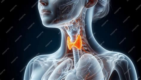 Translucent Anatomical Visualization Of The Thyroid Gland And Trachea