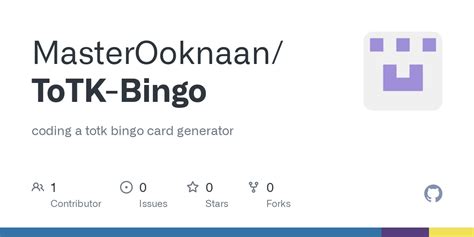 Github Masterooknaan Totk Bingo Coding A Totk Bingo Card Generator