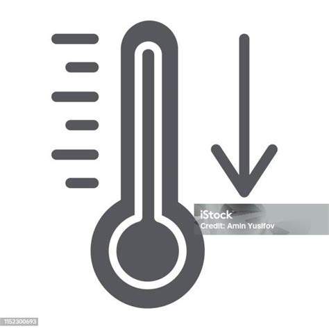 온도 떨어지는 그림 문자 아이콘 온도계 및 예측 차가운 온도 기호 벡터 그래픽 흰색 바탕에 단색 패턴입니다 날씨에 대한 스톡 벡터 아트 및 기타 이미지 Istock