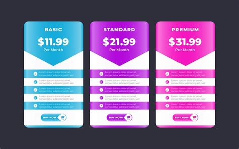 Premium Vector Modern Pricing Table Design Template