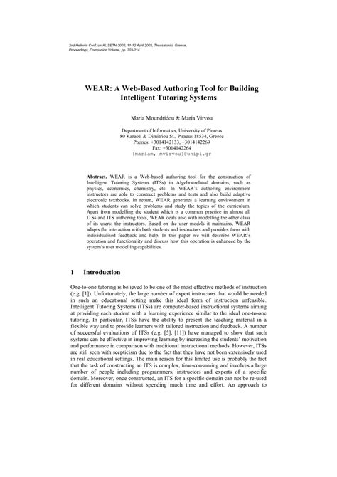 Pdf Wear A Web Based Authoring Tool For Building Intelligent Tutoring Systems