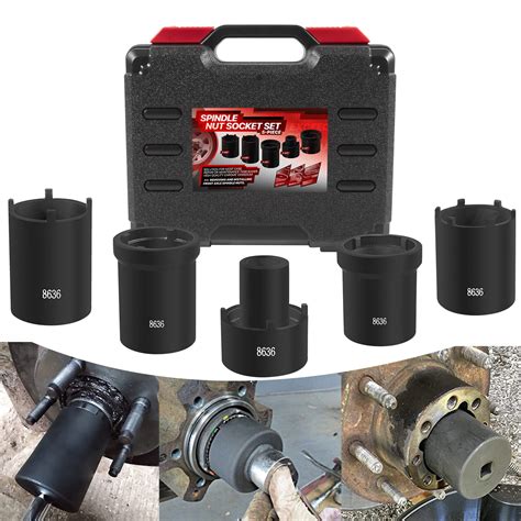 Spindle Nut Socket Tool Kit 5 Pcs Axle Nut Socket Set Hub Nut Remover Installer